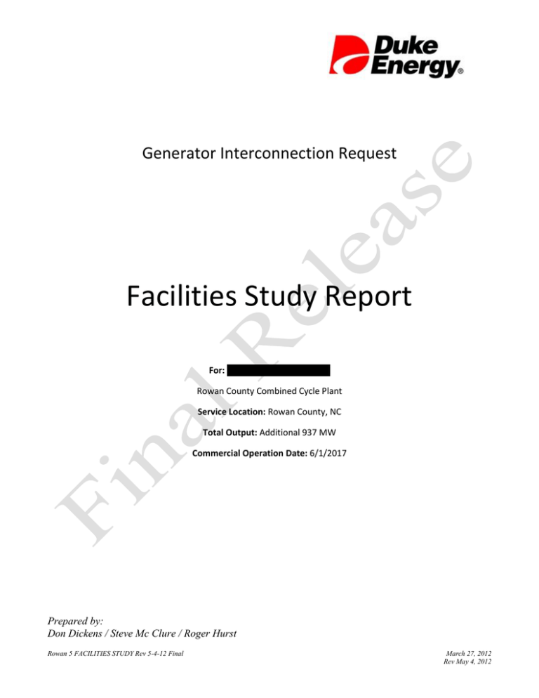 Facilities Study Report