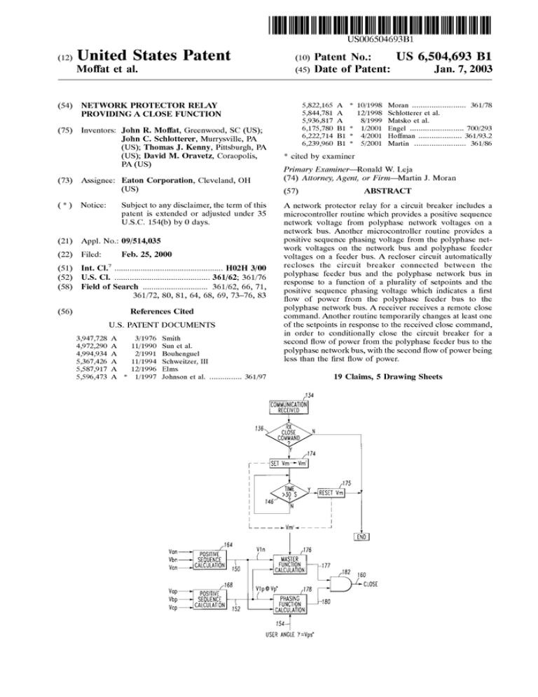 Network protector relay providing a close function