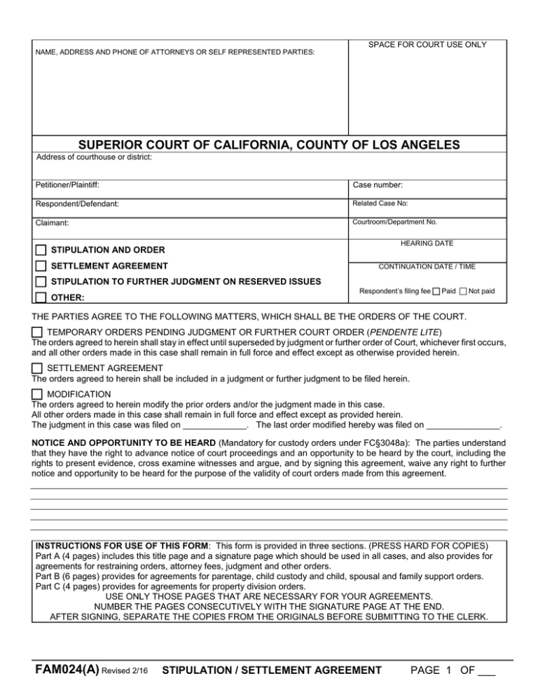 Stipulation Settlement Agreement Stipulation Settlement Agreement