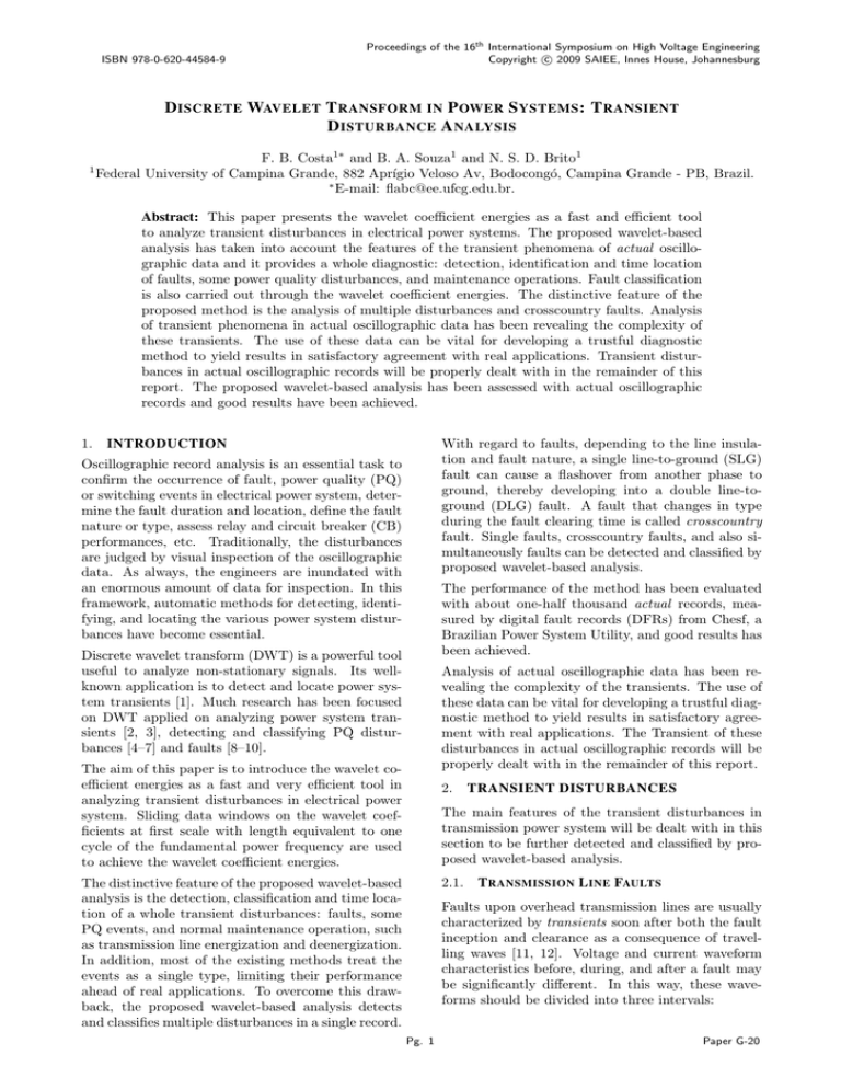 Discrete Wavelet Transform In Power Systems