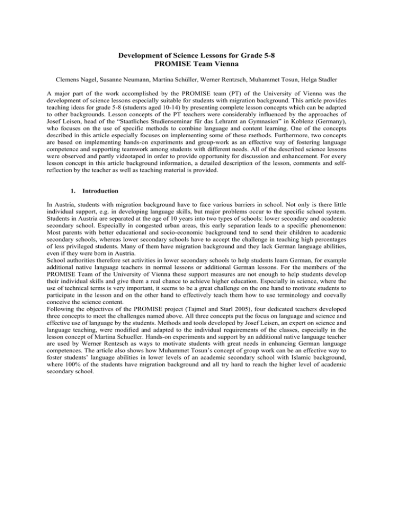 Development Of Science Lessons Grades 5 8 Development Of Science Lessons Grades 5 8
