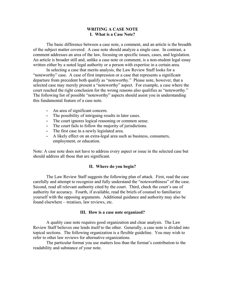 Writing A Case Note
