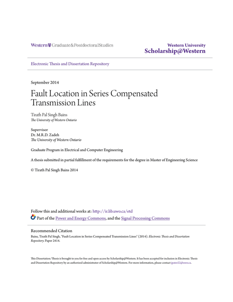 Fault Location In Series Compensated Transmission Lines