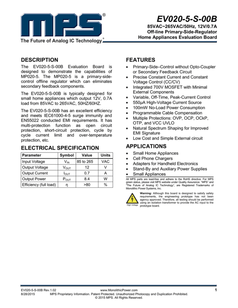 EV020-5-S-00B - Monolithic Power System