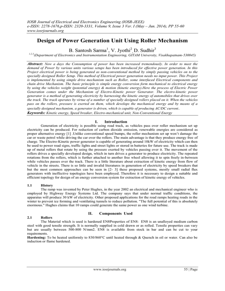 Power Generation Using Roller Mechanism: Design & Analysis