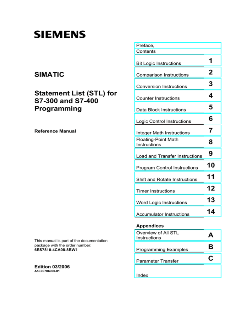Statement List STL For S7 300 And S7