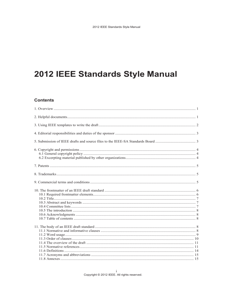 0B2012 IEEE Standards Style Manual