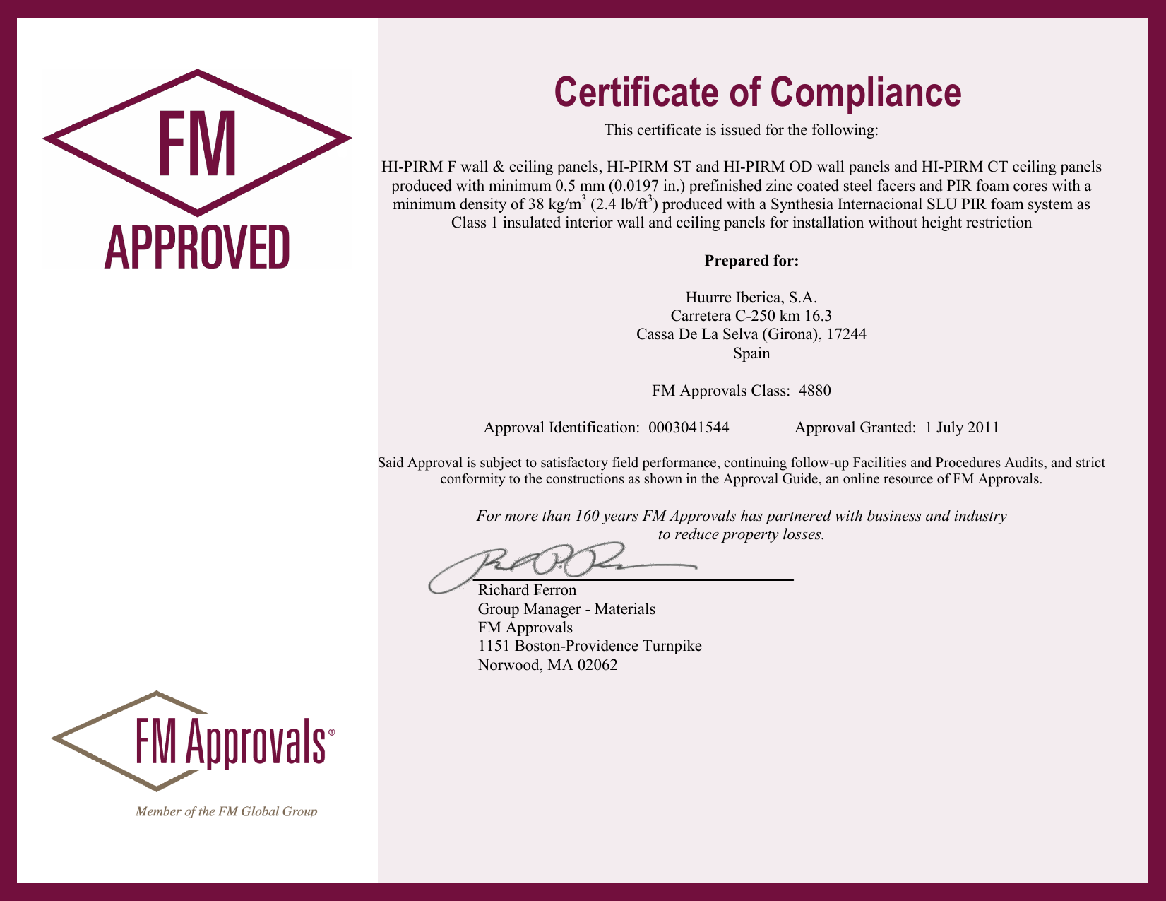Certificate Of Compliance