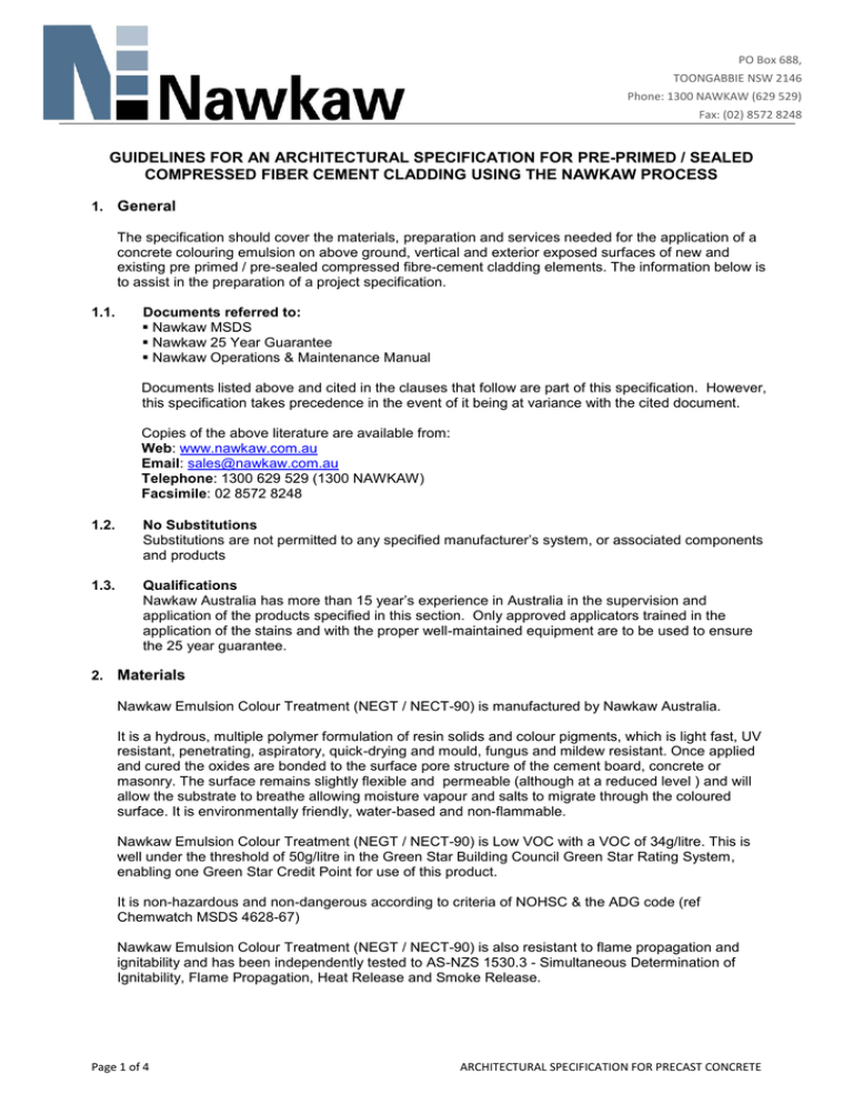 Cement Board Specification Guideline