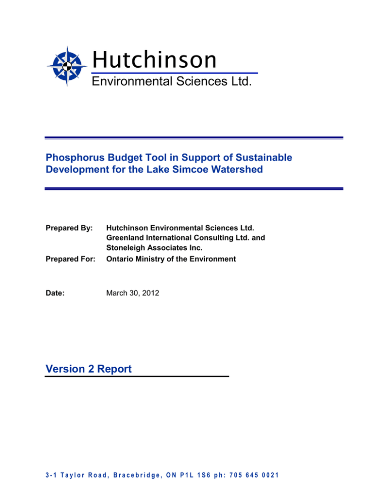 Phosphorus Budget Guidance Verison 2 Phosphorus Budget Guidance Verison 2