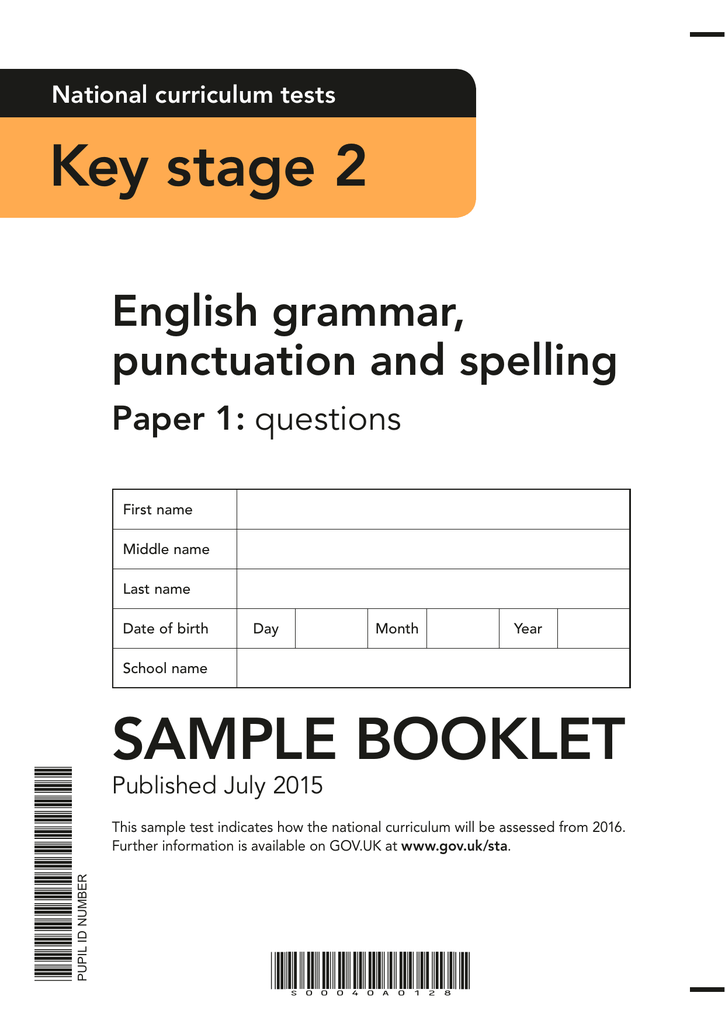 Sample KS2 English Grammar Punctuation And Spelling