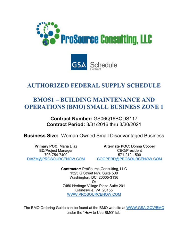 Authorized Federal Supply Schedule Bmos1 Authorized Federal Supply Schedule Bmos1