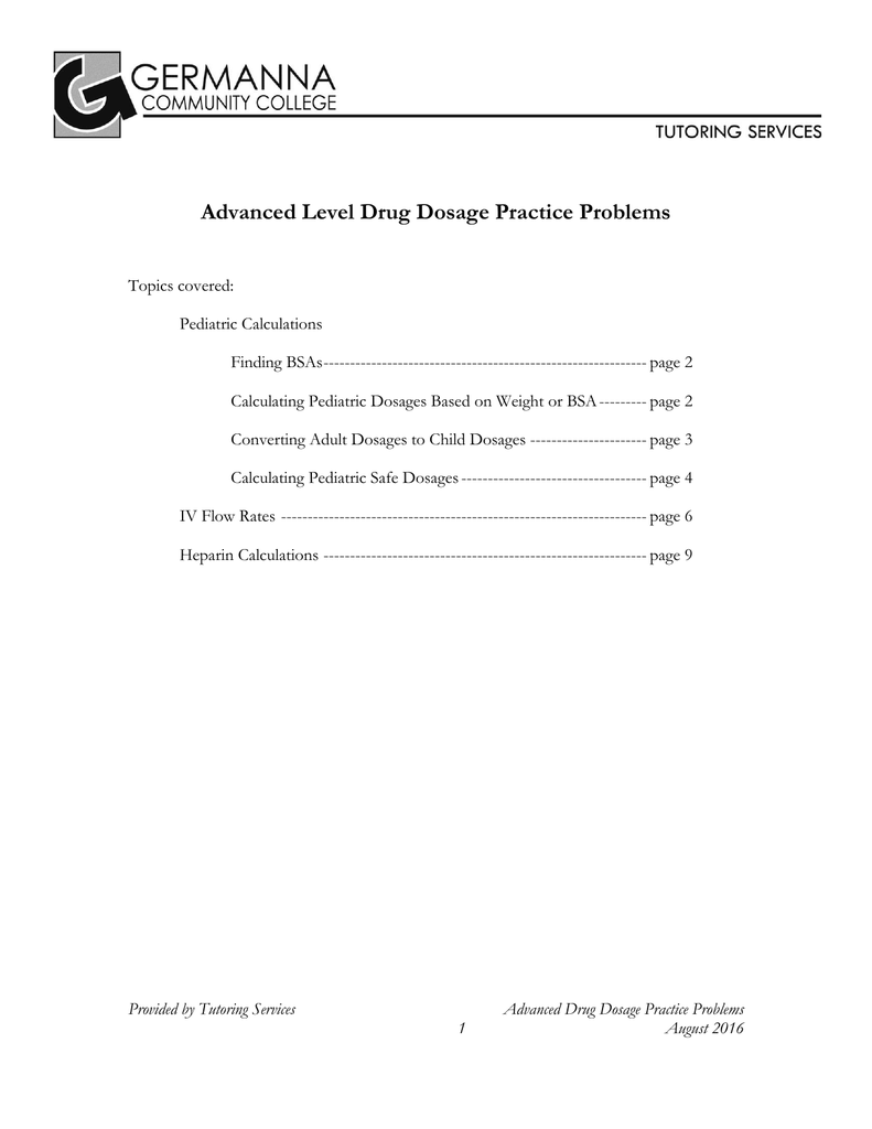 Dosage Calculations By Weight Practice Problems Dosage Calculations By Weight Practice Problems