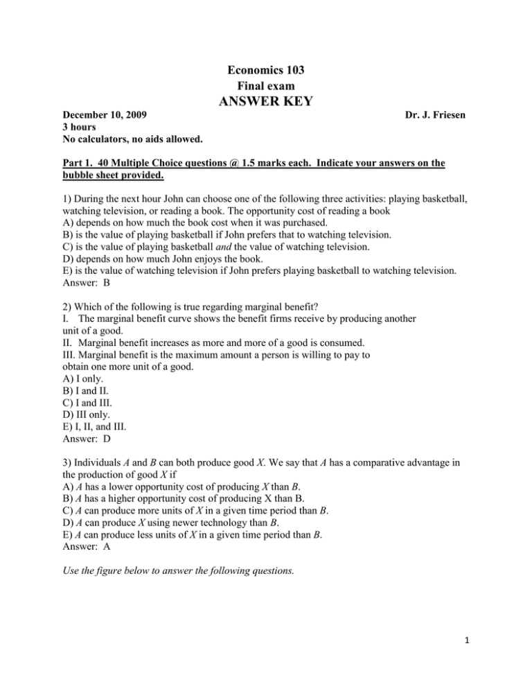 Answer Key Final Exam Answer Key Final Exam