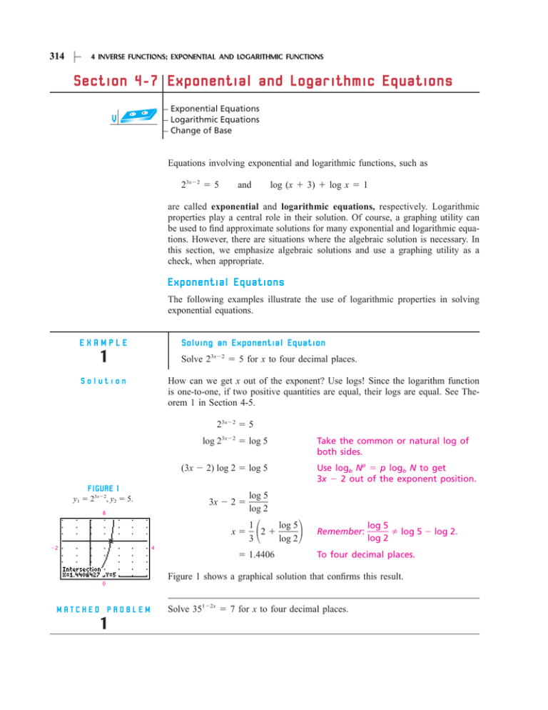 Section 4 7 Exponential And Logarithmic Equations