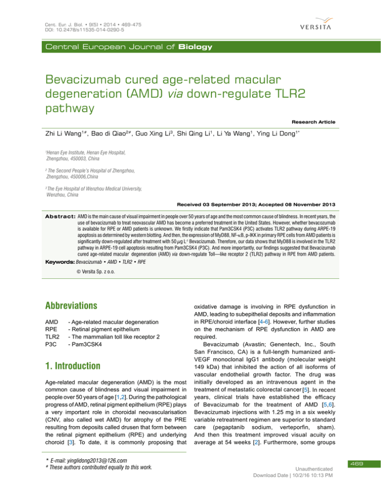 Bevacizumab Cured Age related Macular Degeneration AMD Via