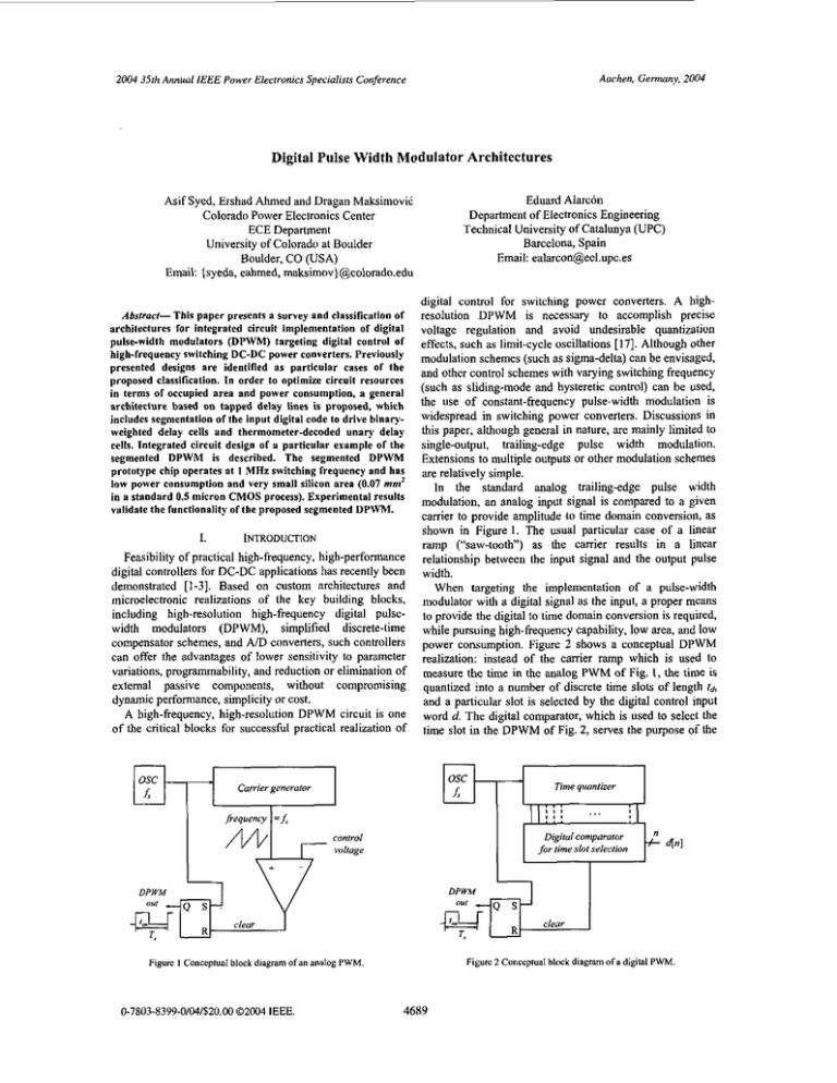 Digital pulse width modulator architectures