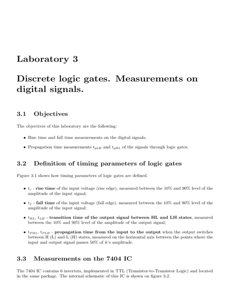 Laboratory 3 Discrete Logic Gates Measurements On