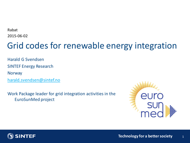Grid codes for renewable energy integration