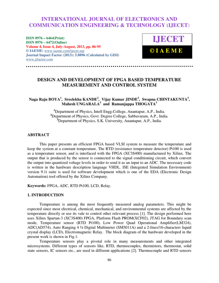 Design And Development Of Fpga Based Temperature Measurement