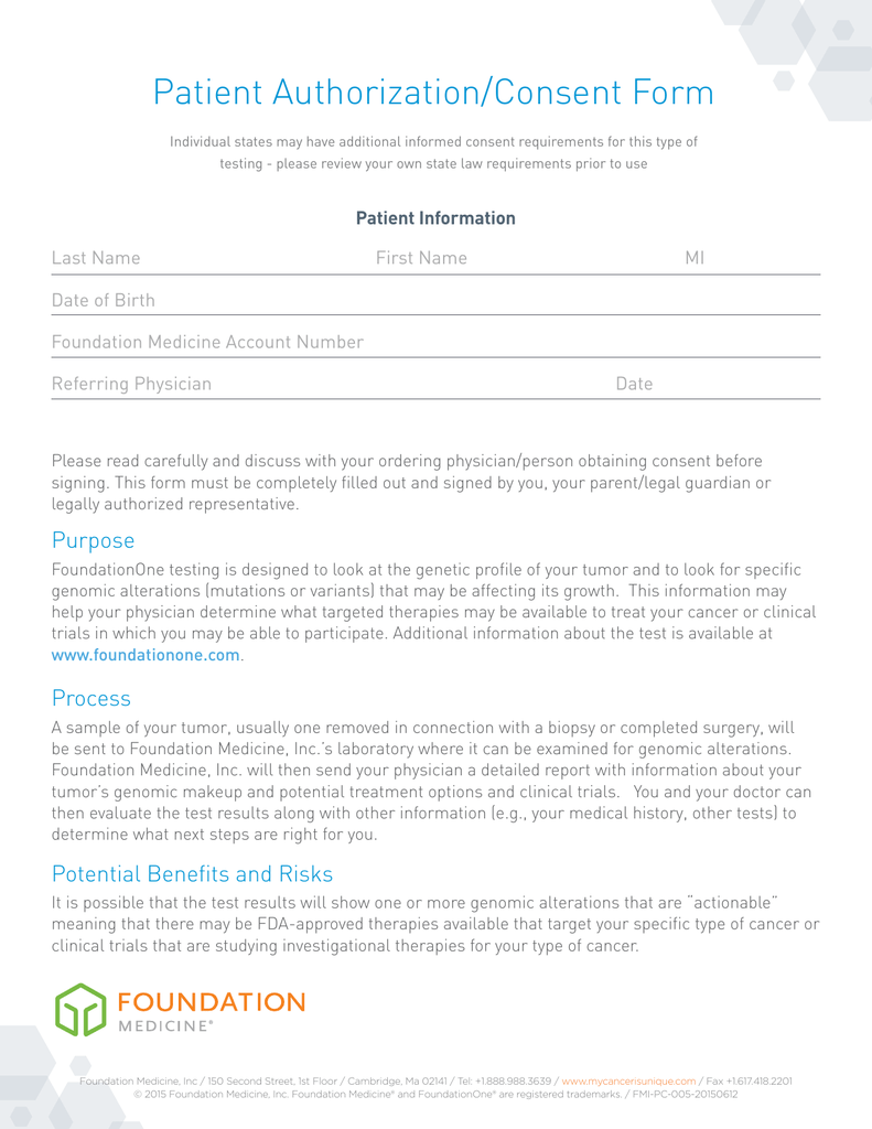 Patient Authorization Consent Form