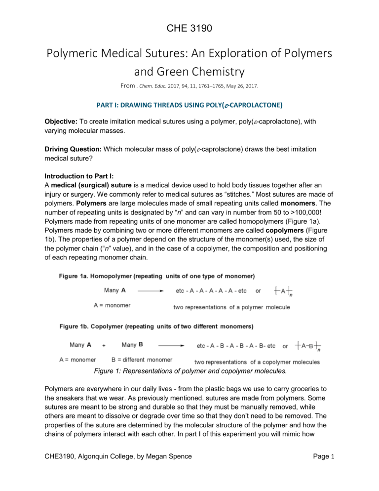 Polymeric Sutures Lab: Polymer Properties & Green Chemistry
