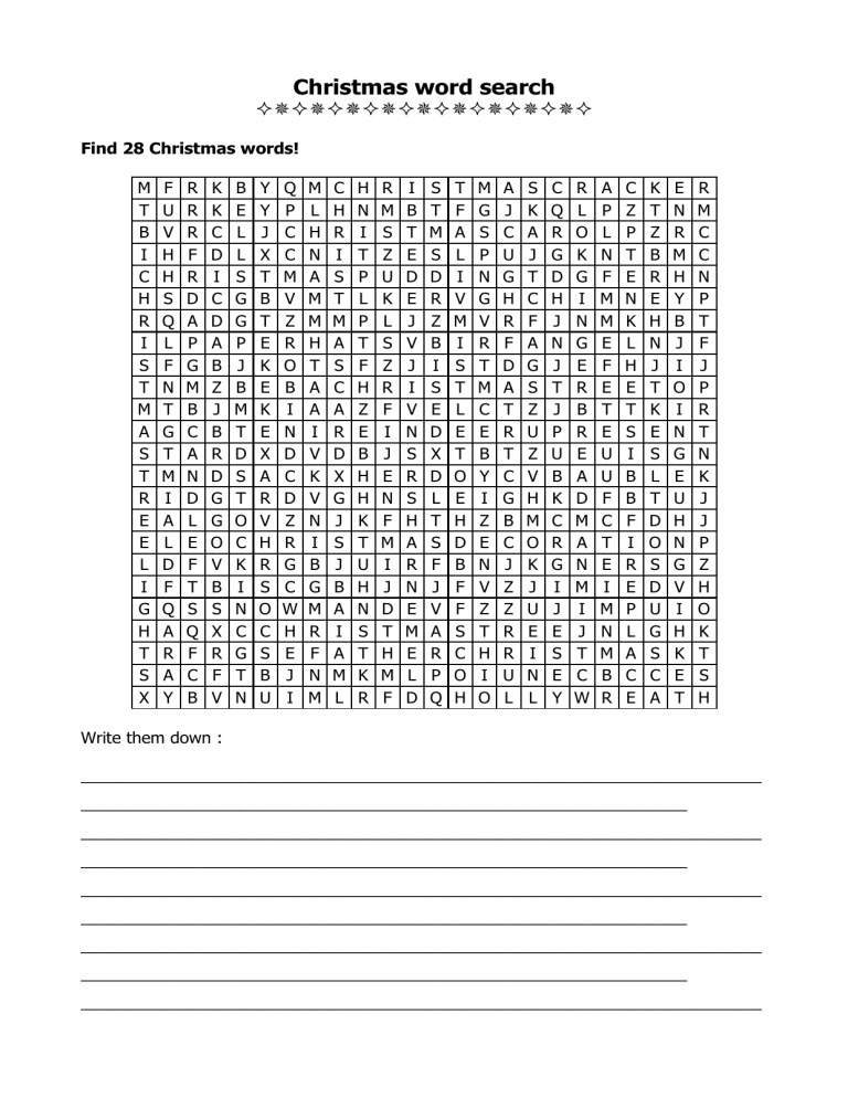 Christmas Word Search Puzzle - Festive Fun