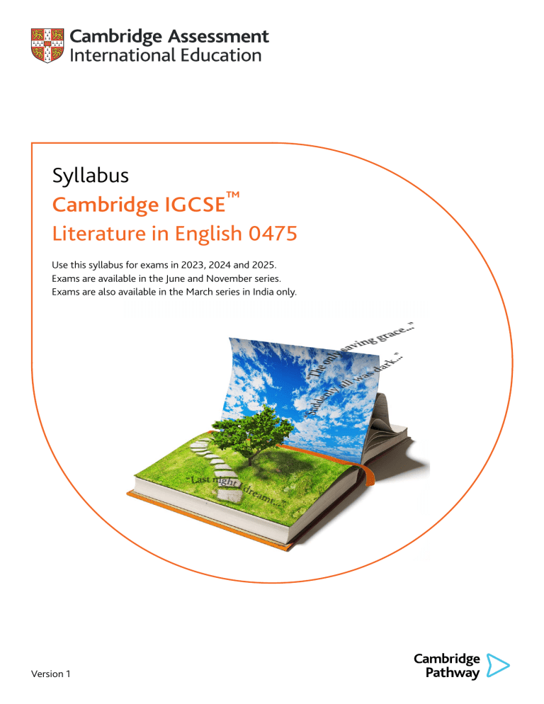 IGCSE Literature In English 0475