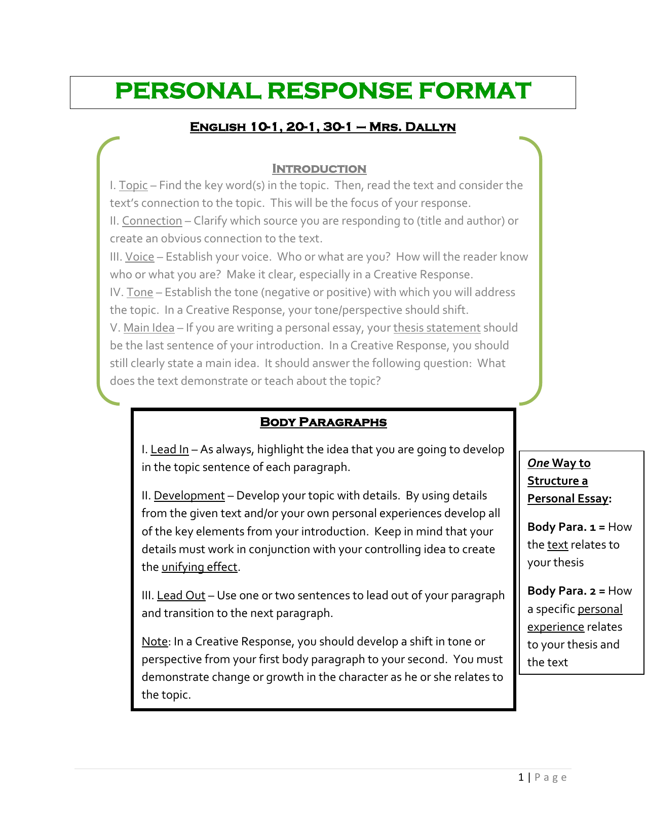  How To Start A Personal Response Essay How To Write A Response Essay