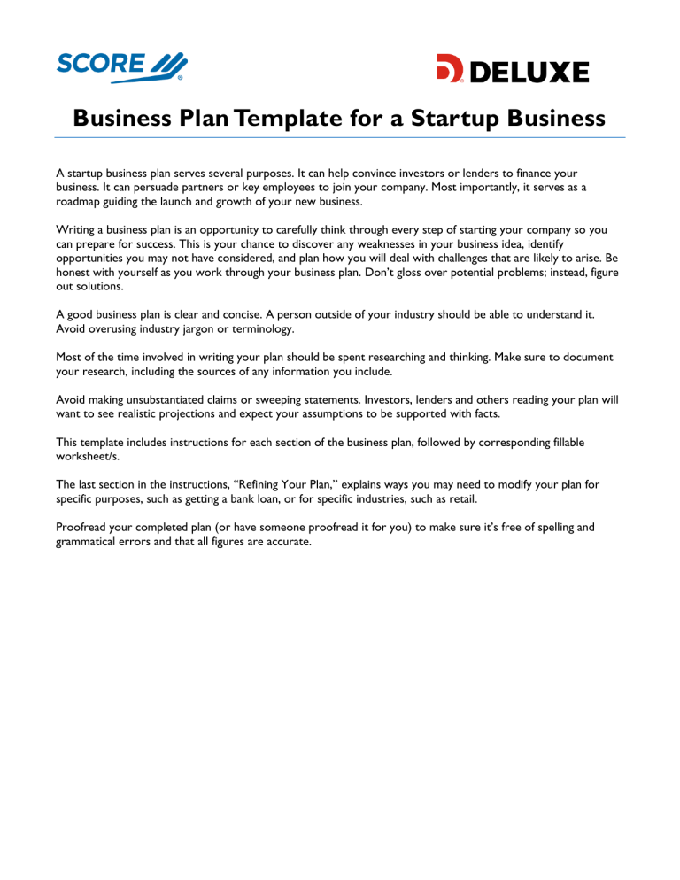 Startup Business Plan Template