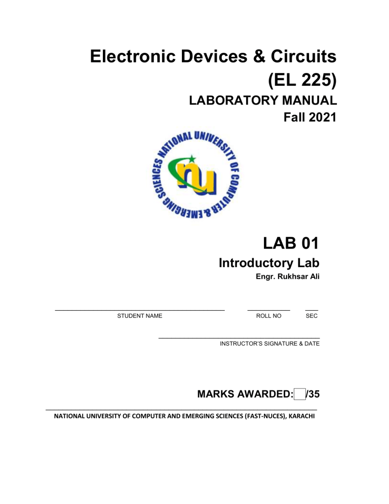 Electronic Devices & Circuits Lab Manual (EL 225)