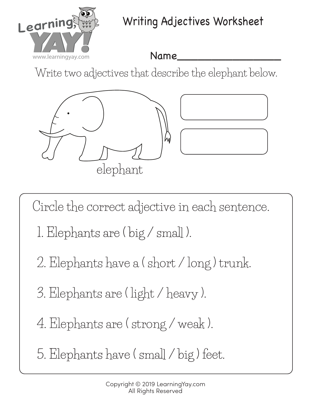 Adjective Worksheets For Grade 1