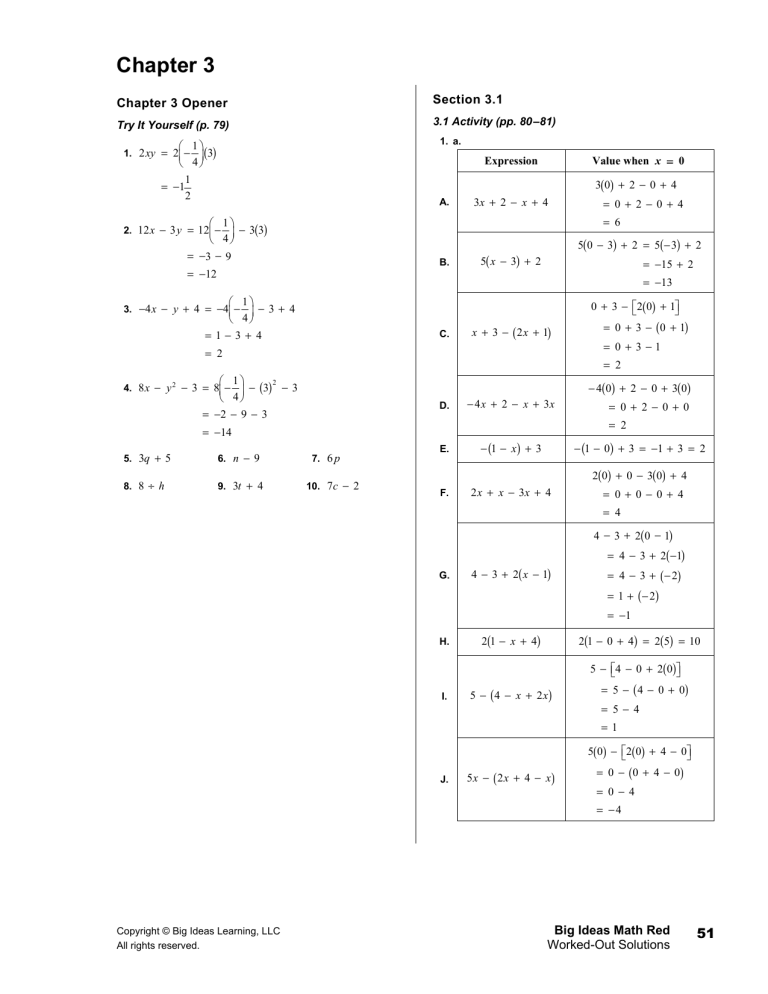 Big Ideas Math Red Accelerated Chapter 3 Answers