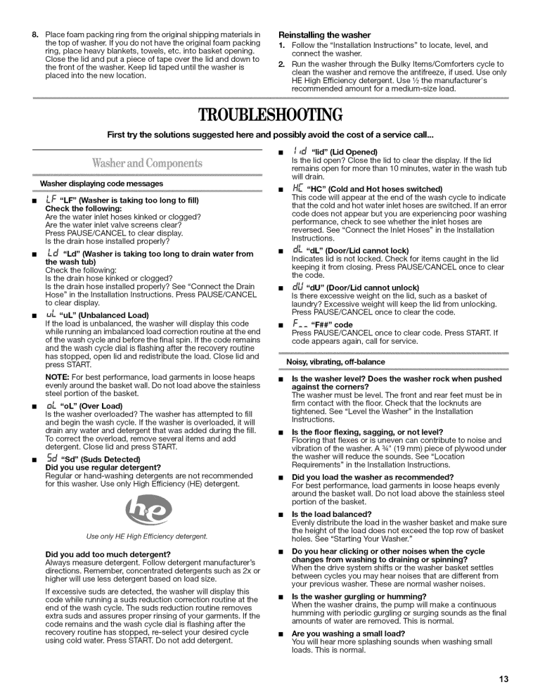 Washing Machine Troubleshooting Guide