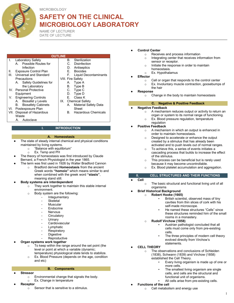 Microbiology Lab Safety & Cell Structure Notes