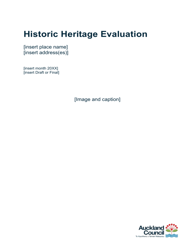 Historic Heritage Evaluation Template