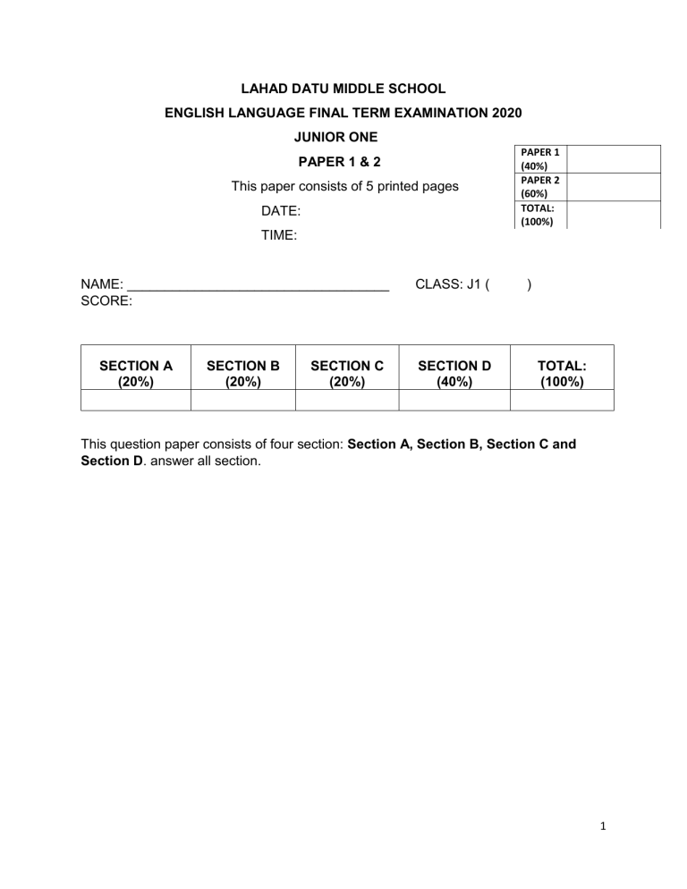 Latest Exam Paper Latest Exam Paper