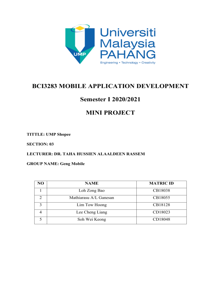 UMP Shopee Mobile App Project Report