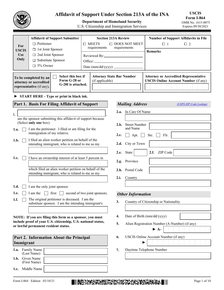 I 864 FORM I 864 FORM