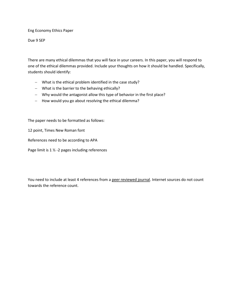 Engineering Ethics Paper Assignment