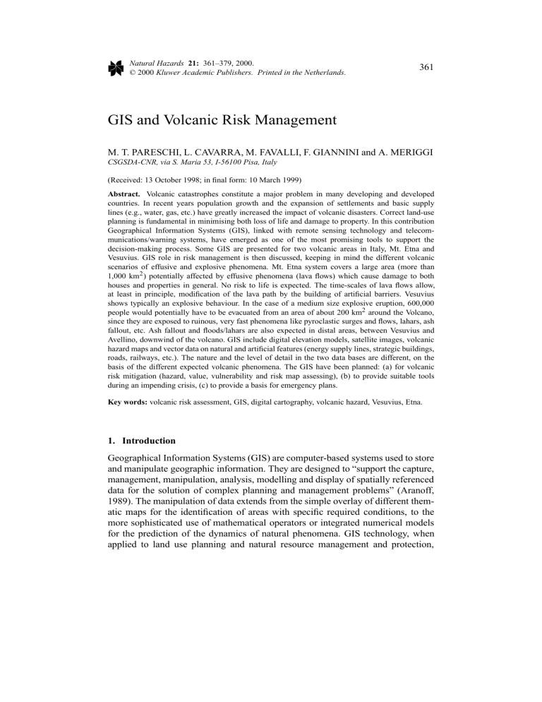 GIS in Volcanic Risk Management: Mt. Etna & Vesuvius