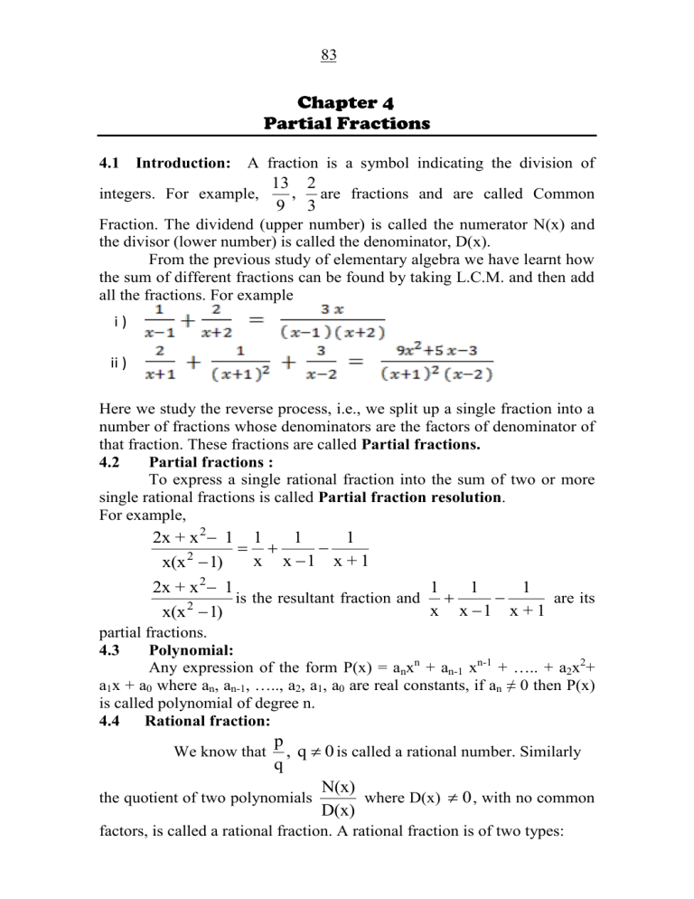 Chapter 01 partial Fractions Chapter 01 partial Fractions