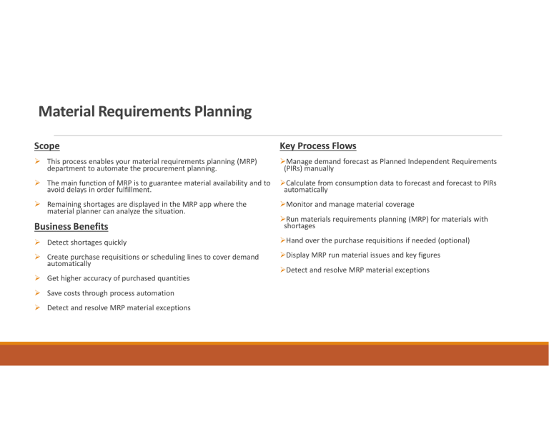 Material Requirements Planning