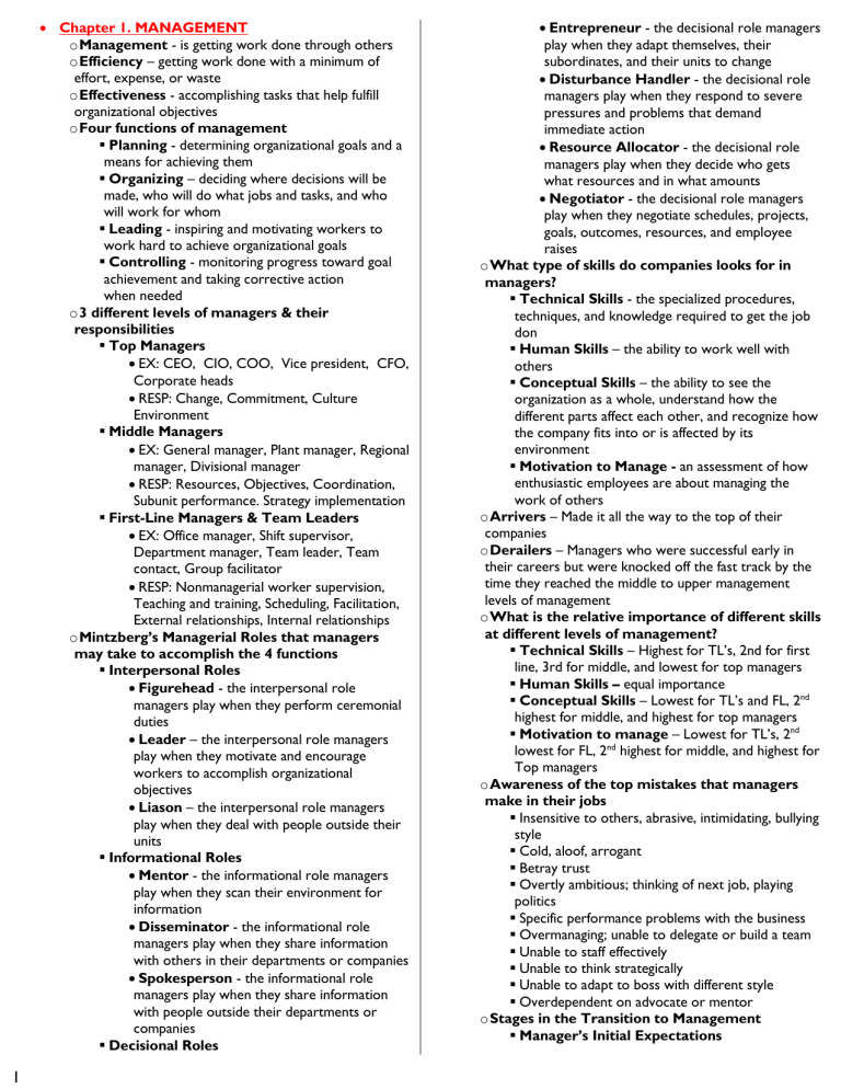 Management Principles: Key Concepts & Skills