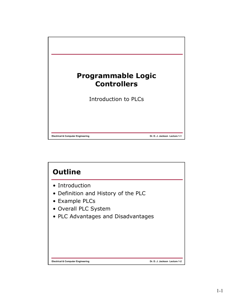 Programmable Logic Controllers (PLCs) Introduction
