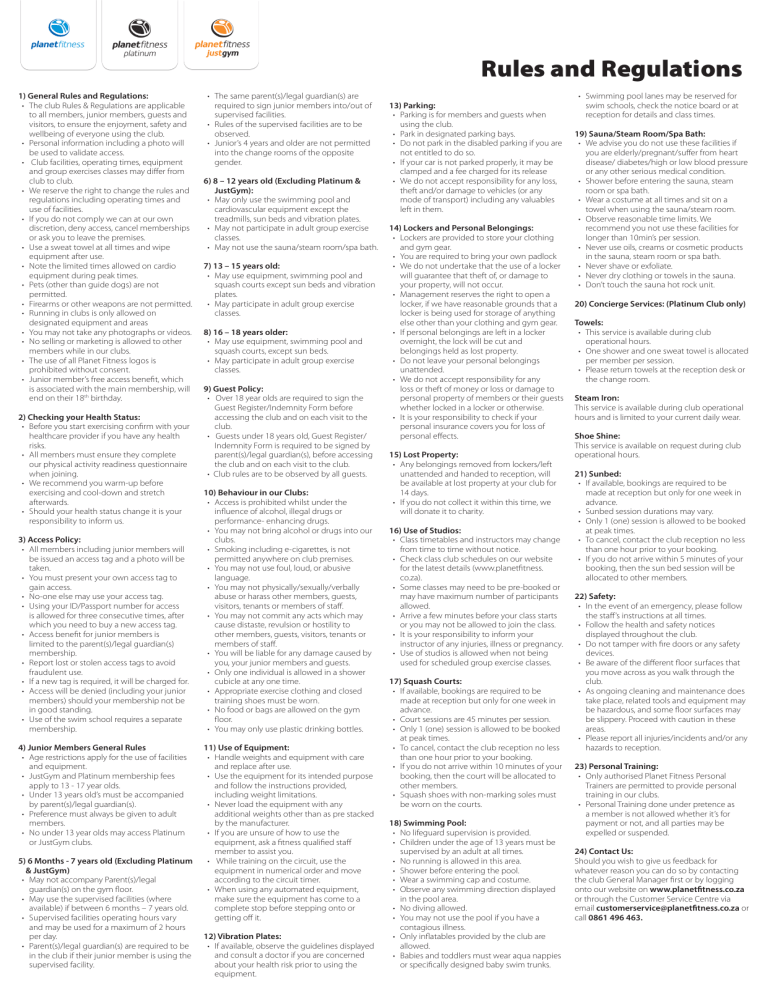 Rules and regulations