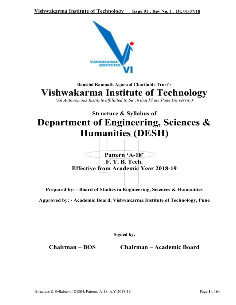 Vishwakarma Institute of Technology Syllabus