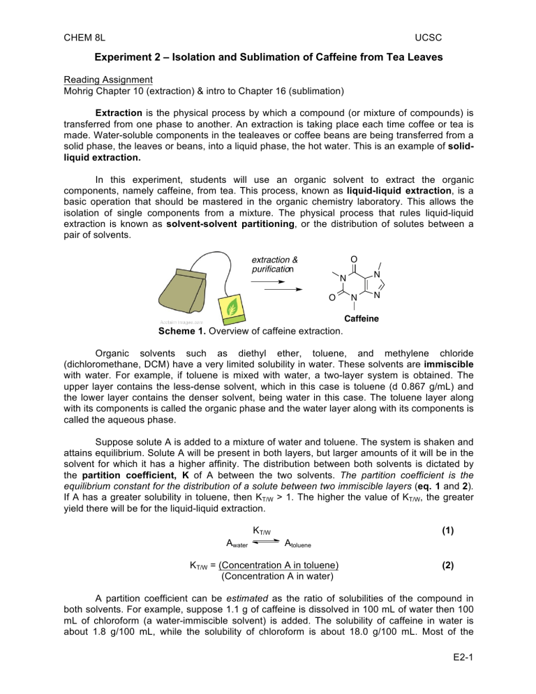 Caffeine Extraction: Lab Experiment from Tea Leaves