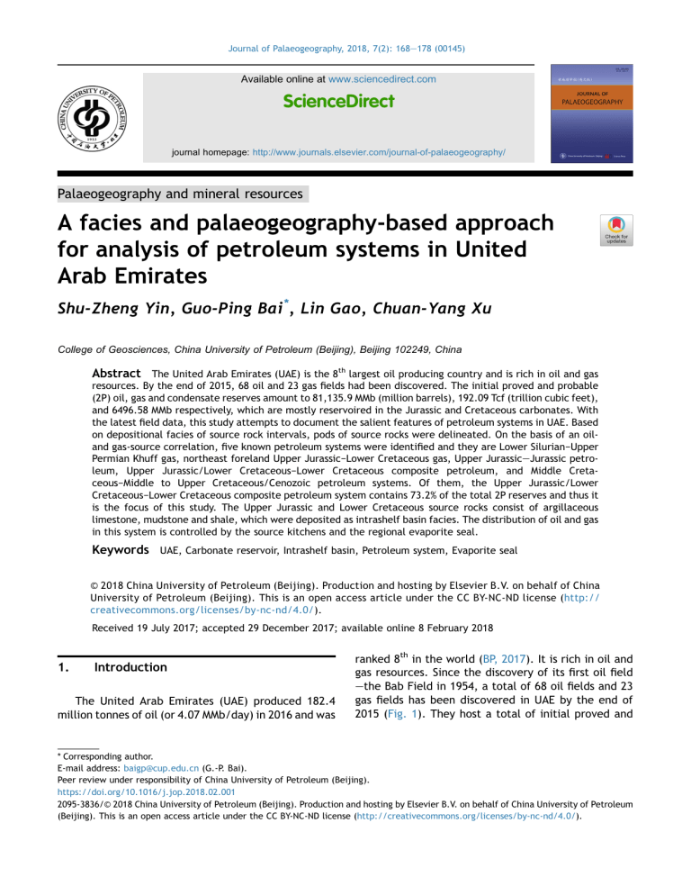 Petroleum Systems Analysis in UAE: A Facies-Based Approach