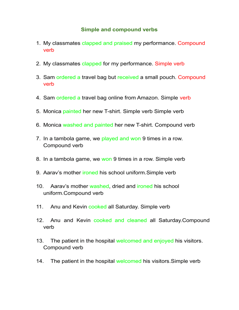 Compound Verbs Compound Verbs